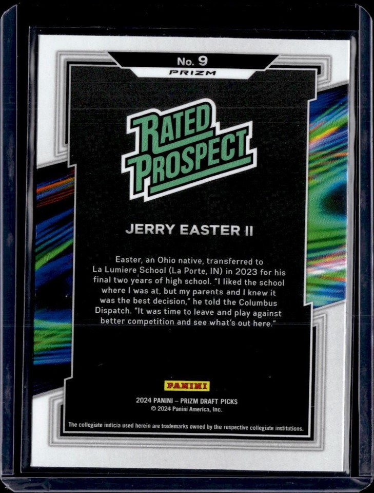 2024 Panini Prizm Draft Picks #9 Jerry Easter II Rated Prospect Prizms ...