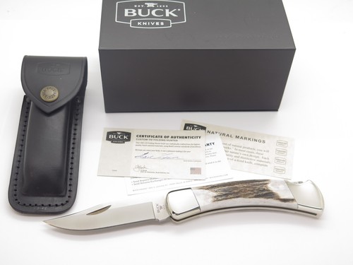 Buck 110 Folding Hunter Custom Shop Elk Horn S30V Lockback Knife | eBay