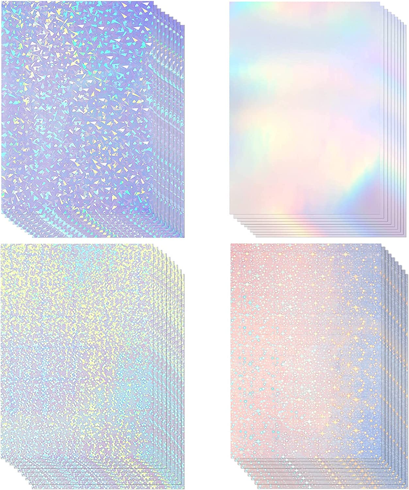 36 Sheets Holographic Sticker Paper Clear A4 Vinyl Sticker Paper Self ...