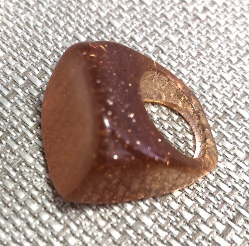 Vintage Amber Lucite Ring, Retro, Boho, Hippy. Amber color with bubbles ...