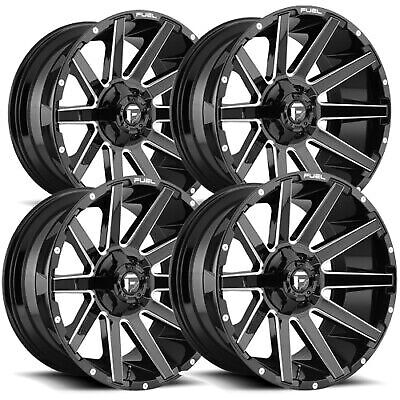 (4) Fuel D615 Contra 22x10 5x4.5"/5x5" -18mm Black/Milled Wheels Rims ...