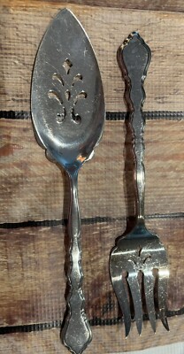 Oneida Community DUET Silverplate Set Cake Pie Server & Pierced Fork ...