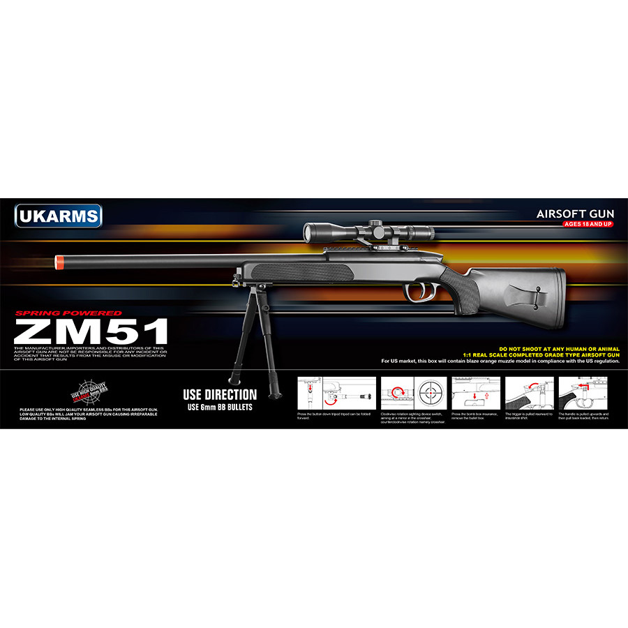 415 FPS CYMA MK51 BOLT ACTION SPRING AIRSOFT SNIPER RIFLE GUN w/ 6mm ...