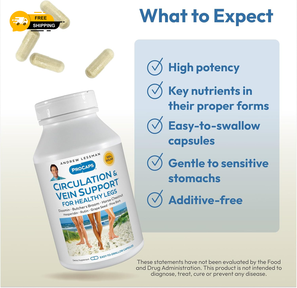 ANDREW LESSMAN Circulation & Vein Support for Healthy Legs 30 Capsules ...