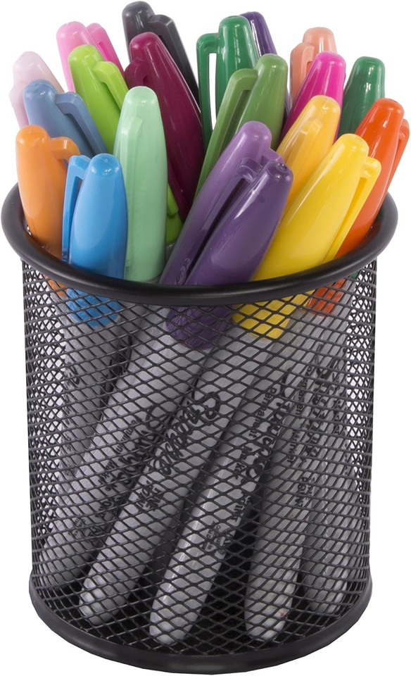 OSCO Black Wiremesh round Pen Pot | Pencil Holder | Desk Tidy | Office ...