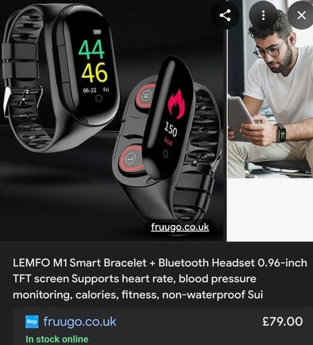 M1 Smart Braclet TWS Earbuds BT 5.0 Wireless Music Buds+ Heart Step ...