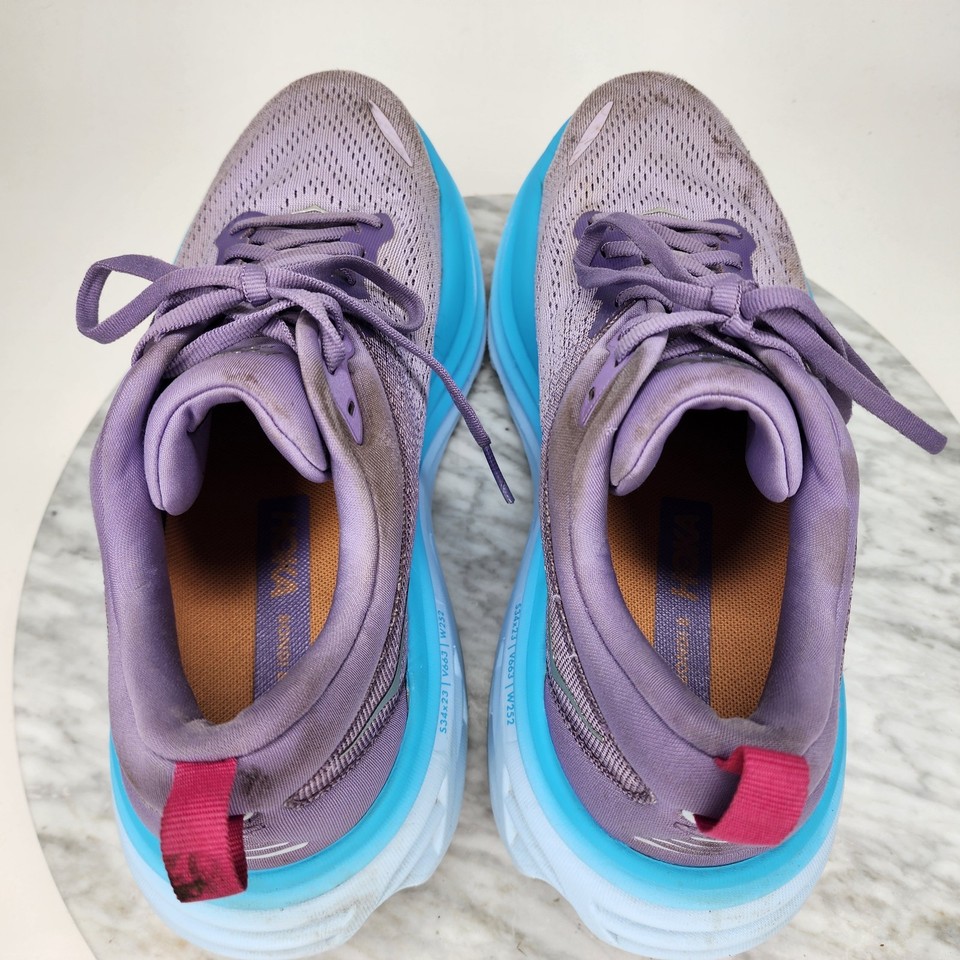 Hoka Bondi 8 Chalk Violet Lilac Purple Running Shoes Womens Size 9 B ...