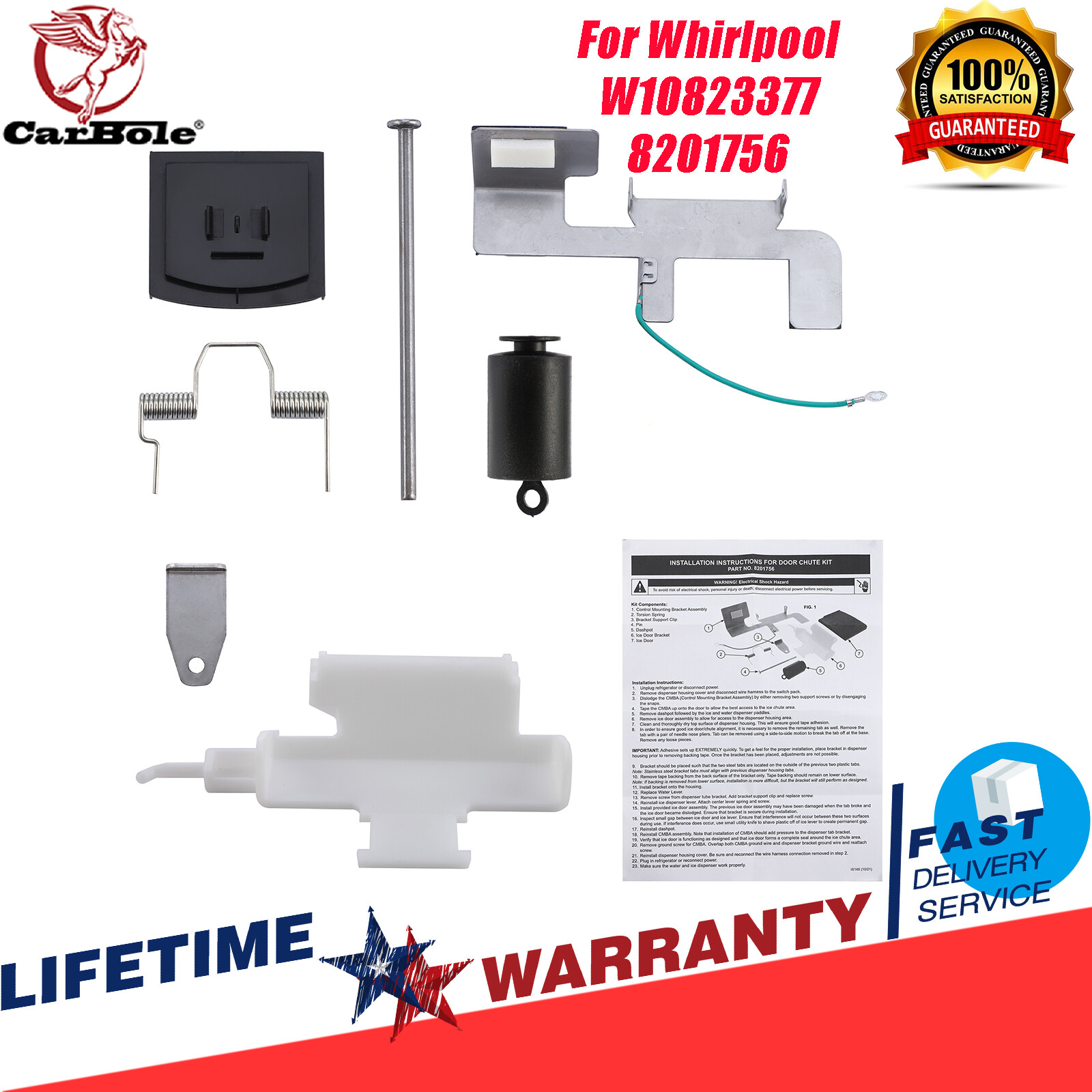 Refrigerator Ice Dispenser Door Kit Compatible with Whirlpool(W10823377 ...