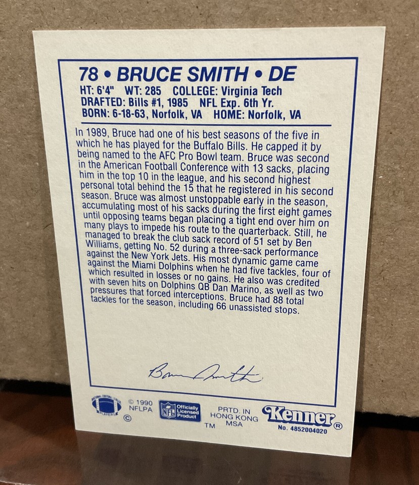 BRUCE SMITH 1990 KENNER STARTING LINEUP CARD - BUFFALO BILLS | eBay