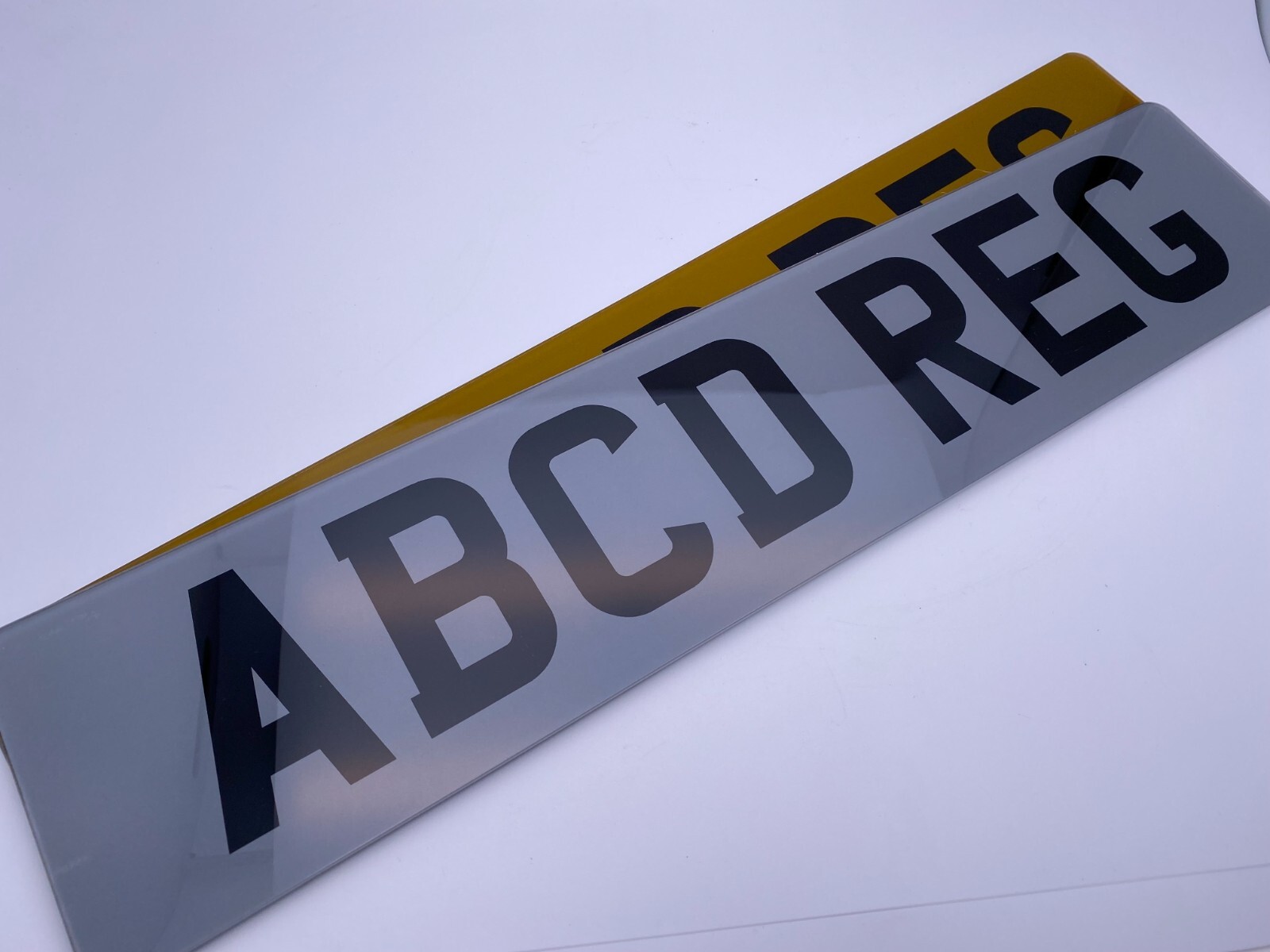 Pair of Tinted Number Plates Show Use Off Road Custom Reg 5 6 7 Digits ...