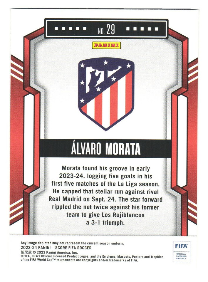 2023-24 Panini SCORE FIFA Soccer Atletico de Madrid Alvaro Morata | eBay