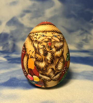 HTF 3" SIGNED Russian Pyrography Hand Painted Santa Claus Father Frost ...