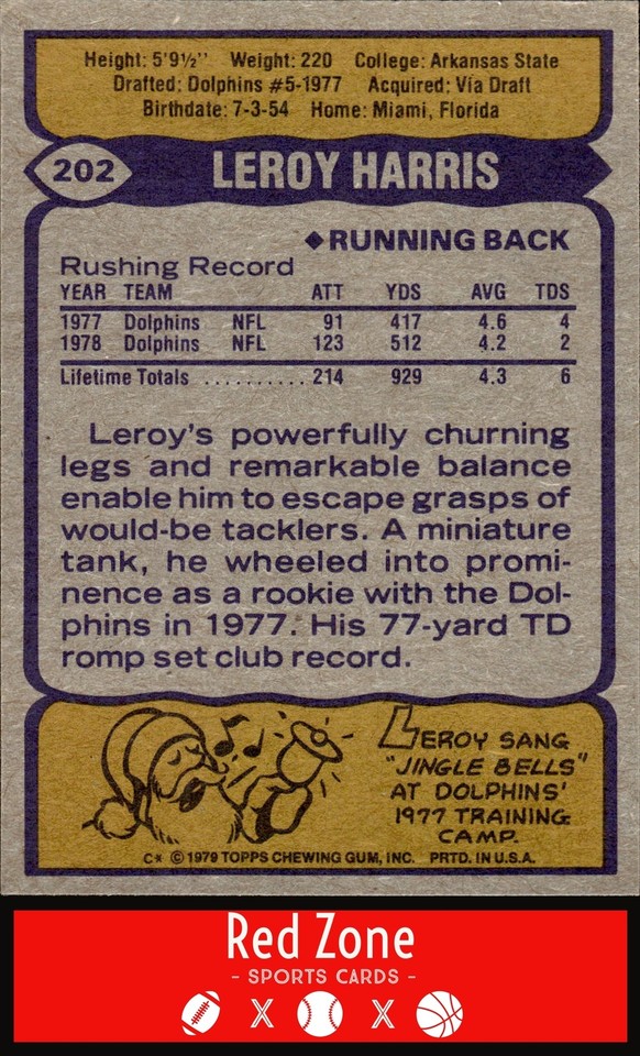 1979 Topps - #202 Leroy Harris EX+ NM Set Break | eBay