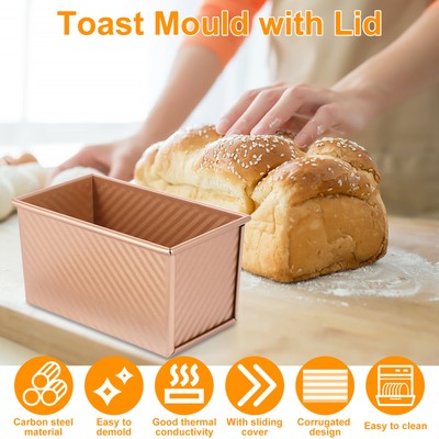 Loaf Pan with Lid Toast Mold with Lid Non-Stick Bread Toast Mold Flat ...