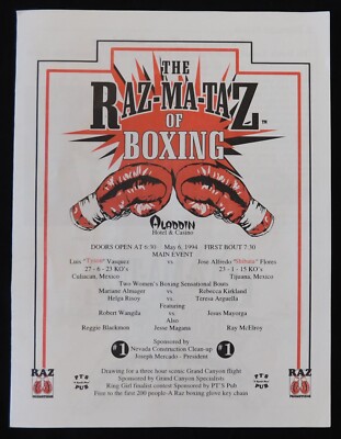 The Raz-Ma-Taz Of Boxing 1994 Program - Luis Vasquez vs. Jose Flores | eBay