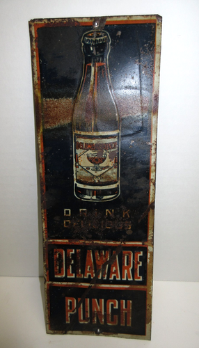 Vintage DELAWARE PUNCH Tin Door Push Sign, 11" X 4", ca 30s-40s | eBay