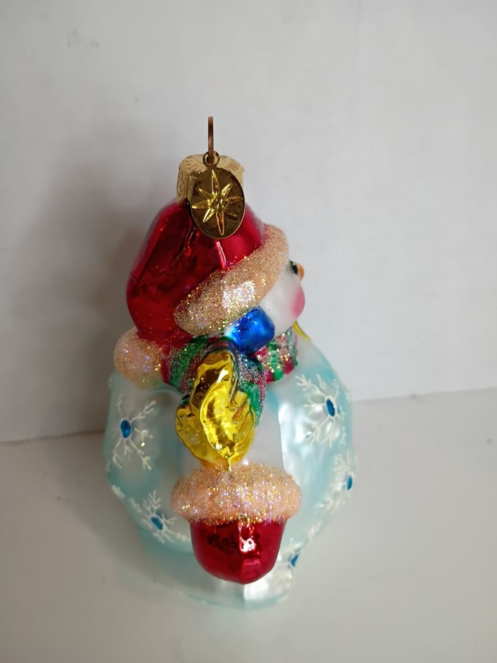 2001 Christopher Radko Chubby Cheer Snowman Blown Glass Christmas ...