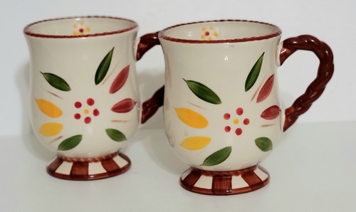 Temp-tations by Tara Old World Coffee Tea Mugs Cups Footed Set of 2 ...