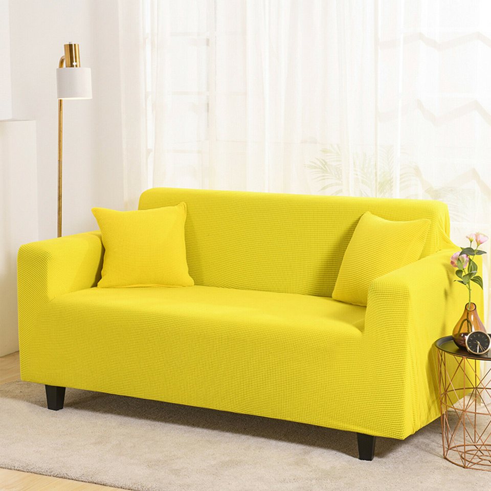 4 Seater Solid Color Sofa Covers Living Room Elastic Cover Furniture ...