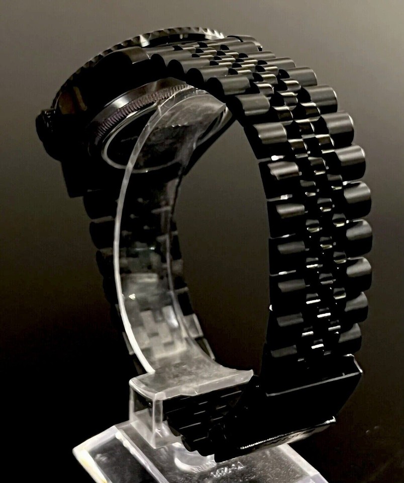 Black Seiko Sub Mod NH72A Skeleton Dial Oyster w/ S-Crown, Clear Back ...