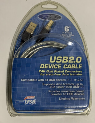 Dynex usb 2.0 device cable with 25k gold plated connectors | eBay