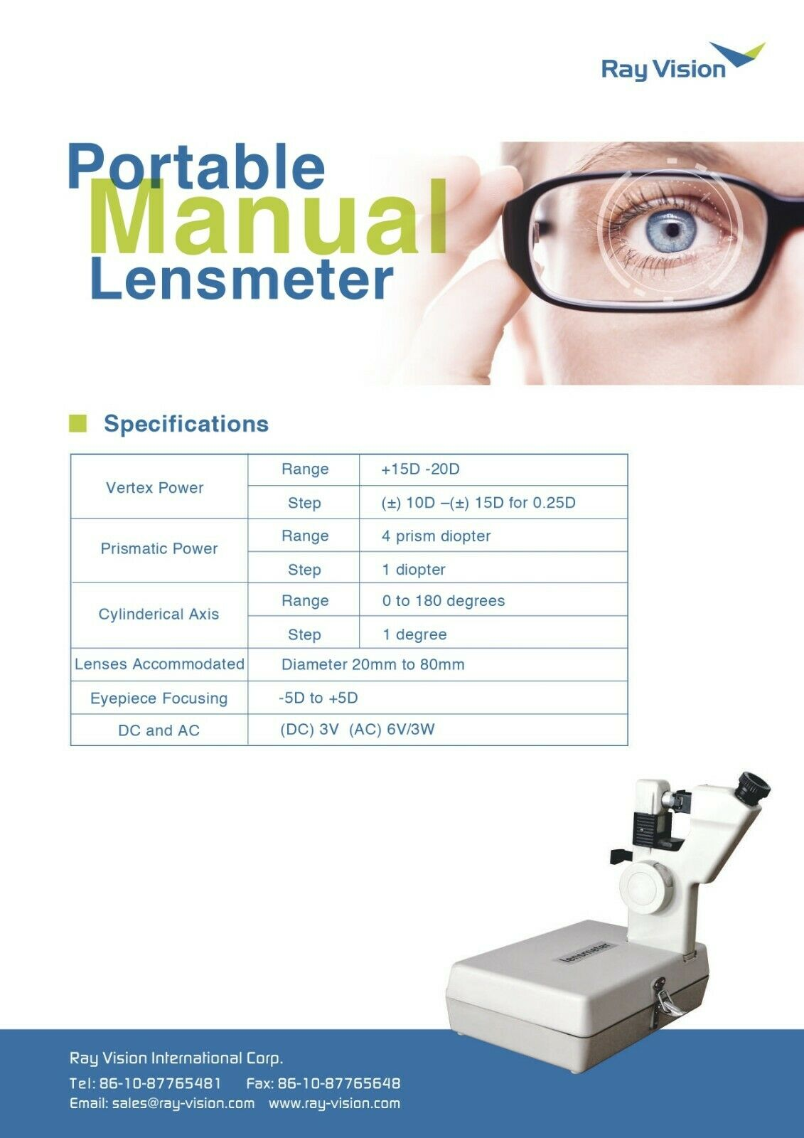 Portable Manual Lensmeter NJC-1 Focimeter Lensometer Optometry Optic ...