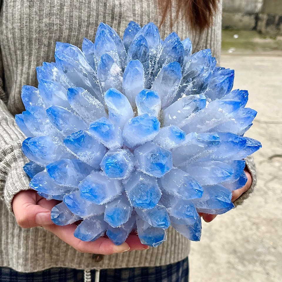 13.49lb Natural Blue Quartz Crystal Cluster Specimen Crystal Flowers ...