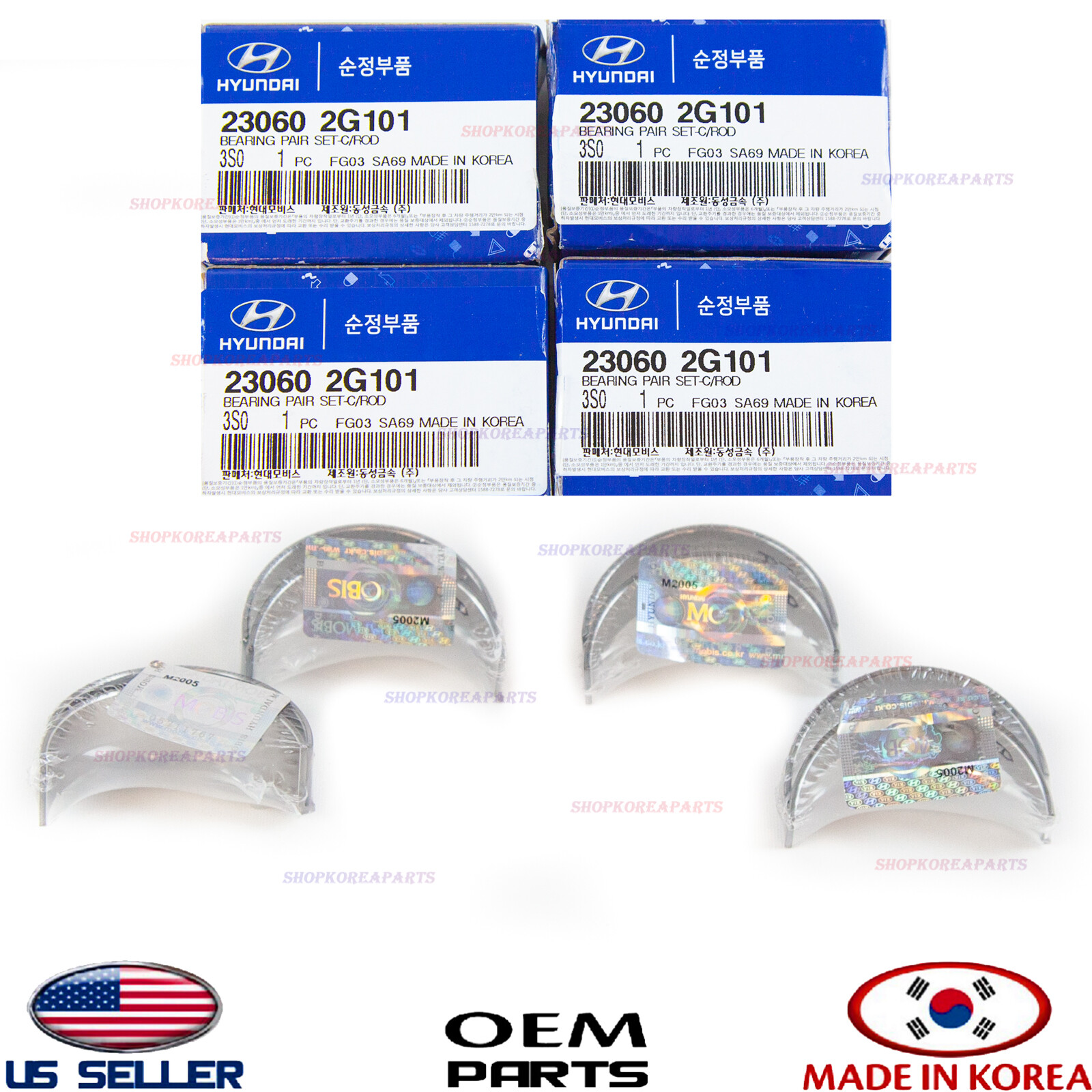 GENUINE CONNECTING ROD BEARING SET 8 PCS 23060-2G100 For Selected ...