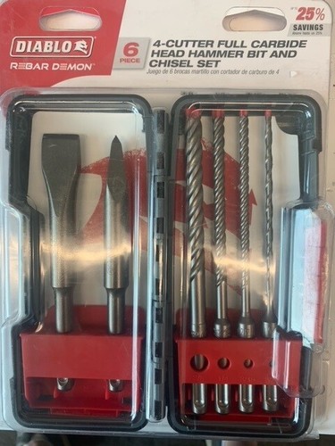 Diablo DMAPL9930-S6 -6pc SDS+ Demon 4-Cutter Carbide Hammer Drill Set w ...