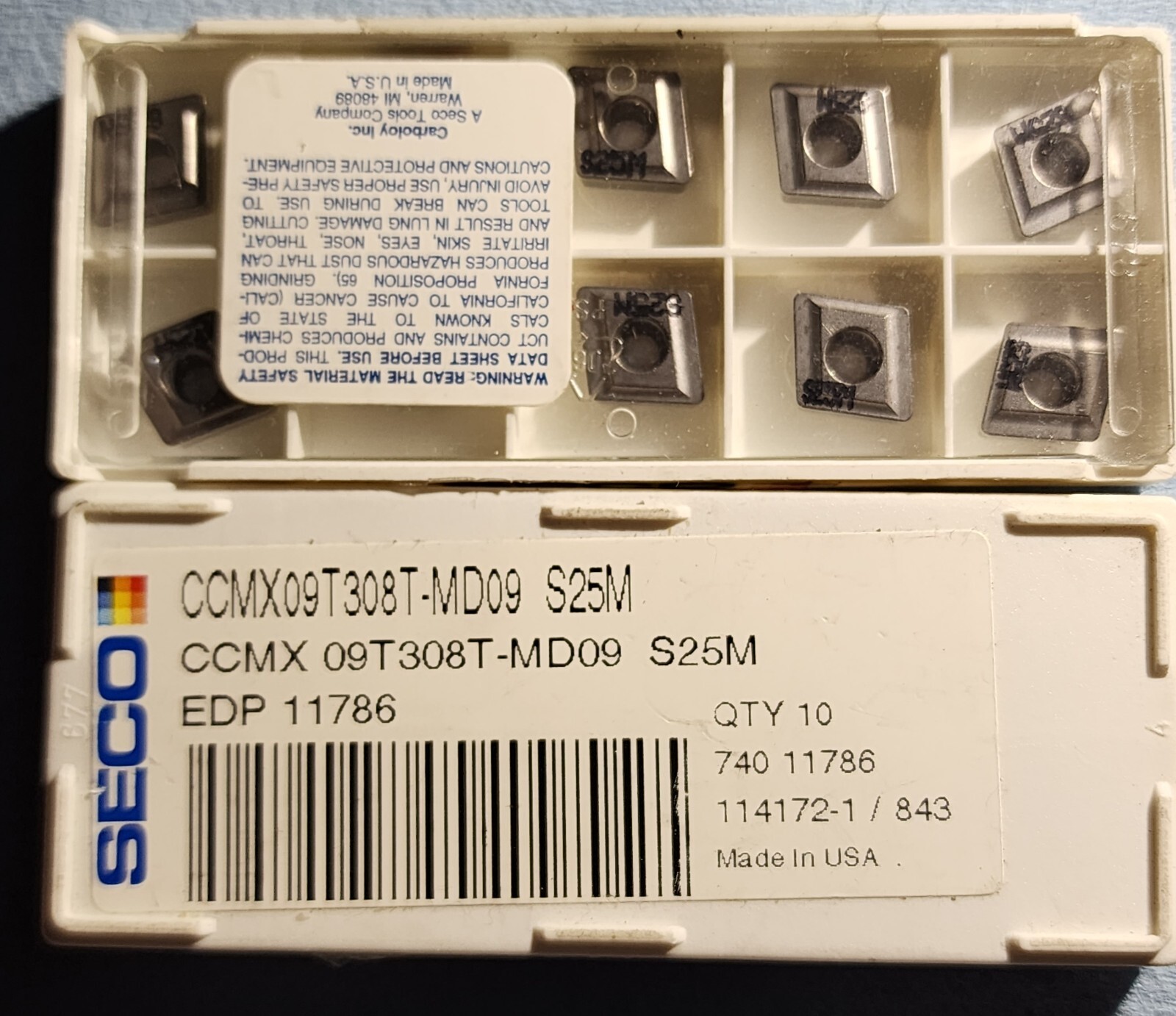 CCMX 09T308T-MD09 Grade S25M - Pack Of 10 - Carbide Milling Inserts New ...