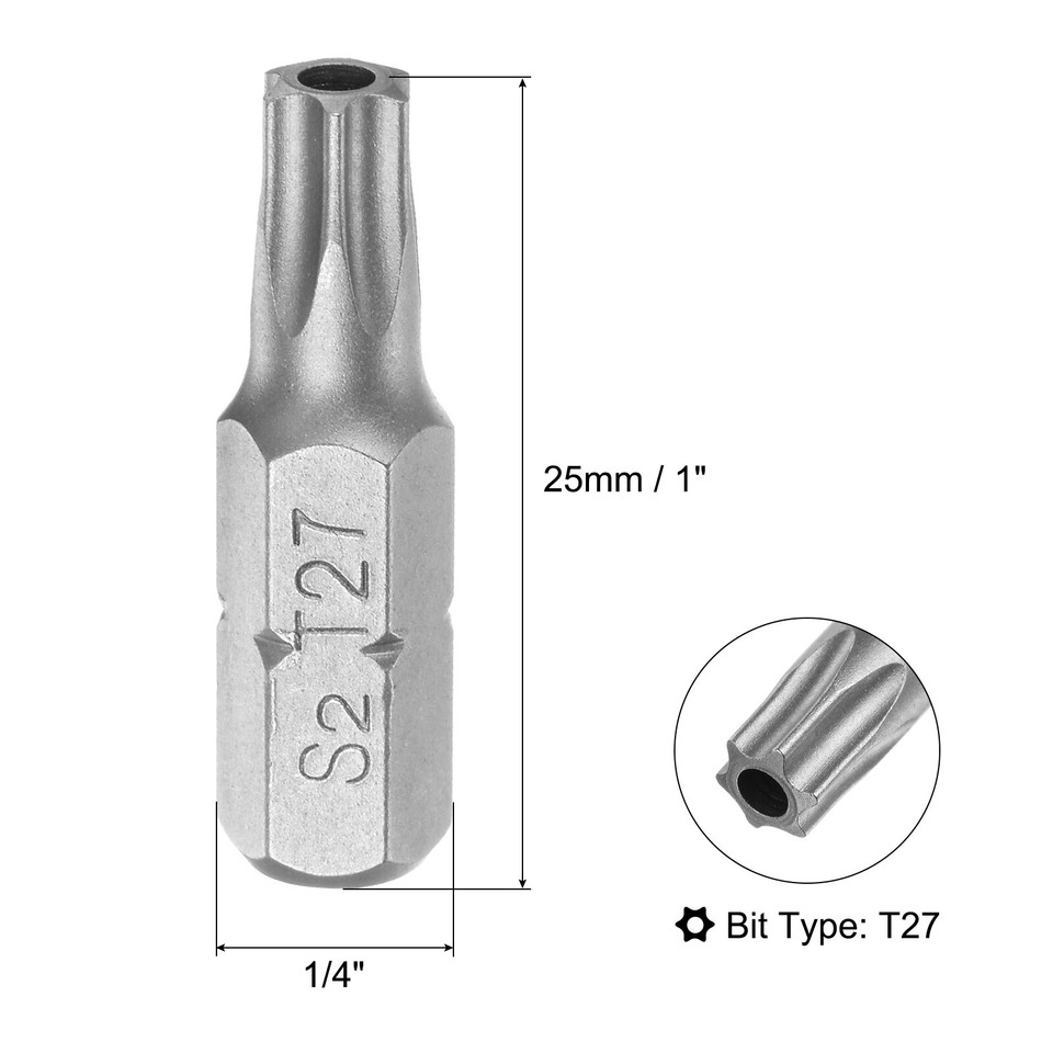 Torx Bits 1/4" Magnetic Screwdriver T27 Screw Driver Bit S2 Alloy Steel ...