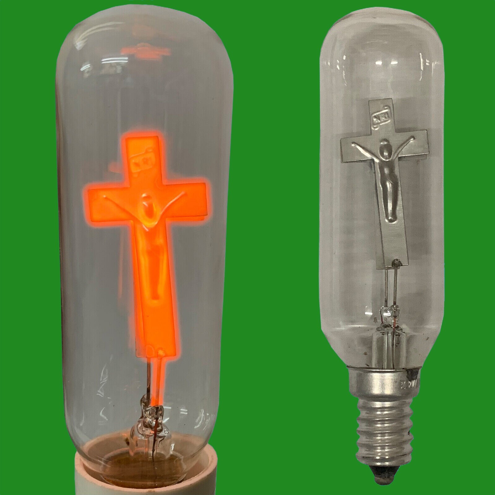 2x 3W Neon Cross Jesus on Crucifix Christian Light bulb SES E14 ...
