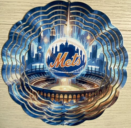 NEW YORK METS Inspired 2 SIDED 8 Inch METAL WIND/GARDEN Spinner With ...