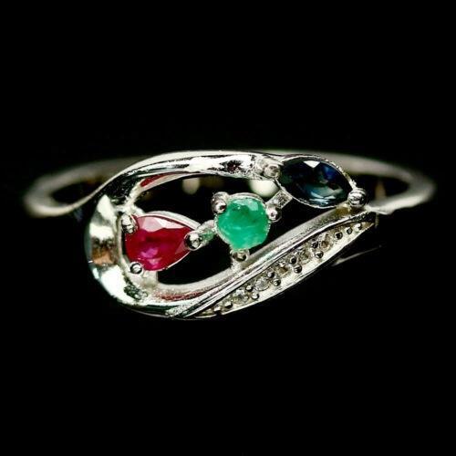0.40ct Ruby, Sapphire, Emerald & Topaz Ring in 925 Sterling Silver - UK ...
