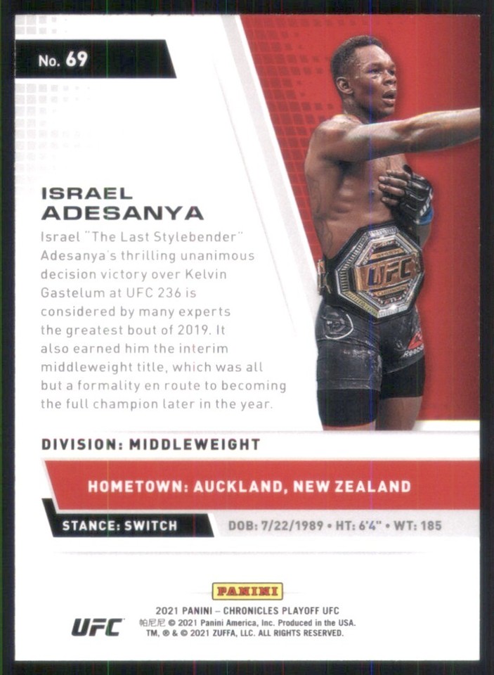 2021 Playoff UFC Pink #69 Israel Adesanya TW2217 | eBay