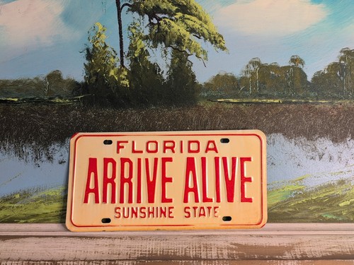 1970's FLORIDA ARRIVE ALIVE Booster License Plate Never Used Collector ...