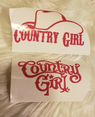 Pink Country Girl Vinyl Decals /stickers cowgirl hat. Auto decor signs ...