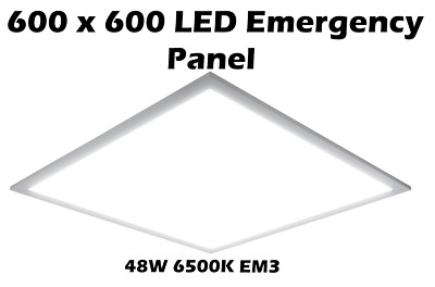 LED Recessed Ceiling Flat Panel Emergency 600 x 600 48W Natural Light ...