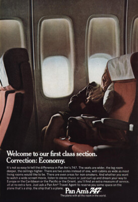 1970 Pan Am: 747 First Class Section Economy Vintage Print Ad | eBay