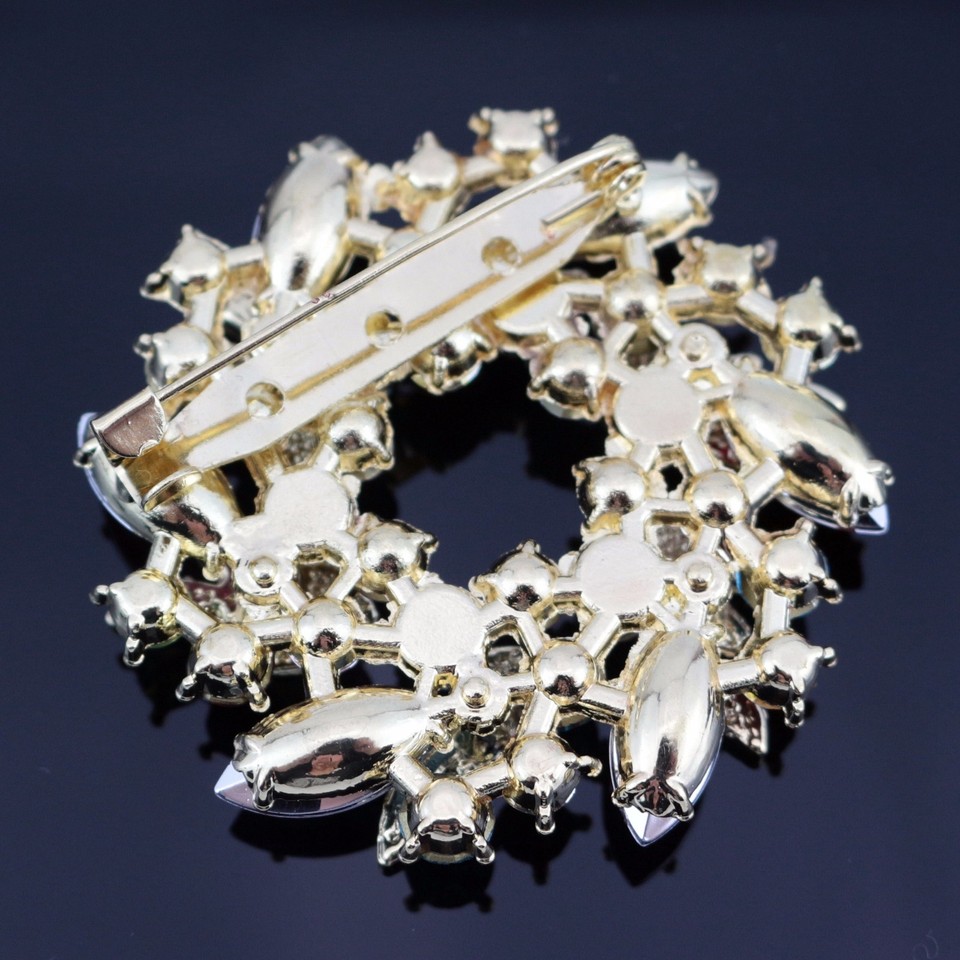 Mistletoe Wreath Purple Austrian Rhinestone Crystal Brooch Prom Holiday ...