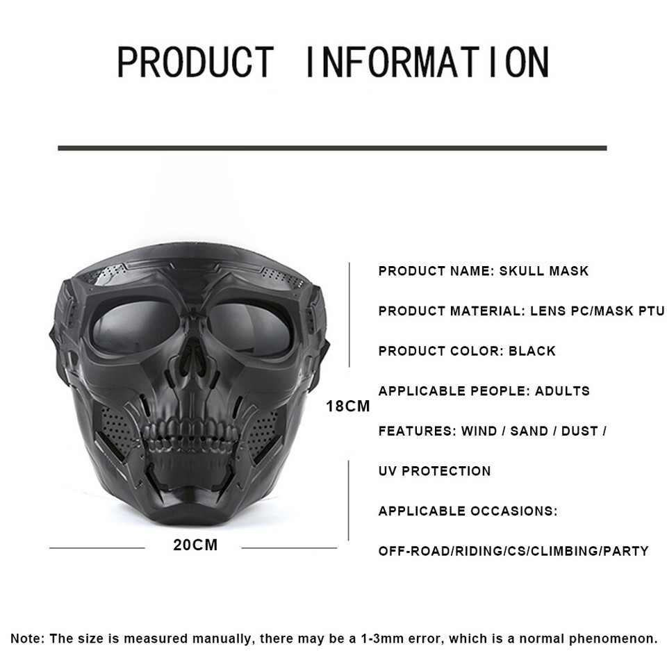 Tactical Skull Mask CS Airsoft Paintball Cosplay Protective Full Face ...