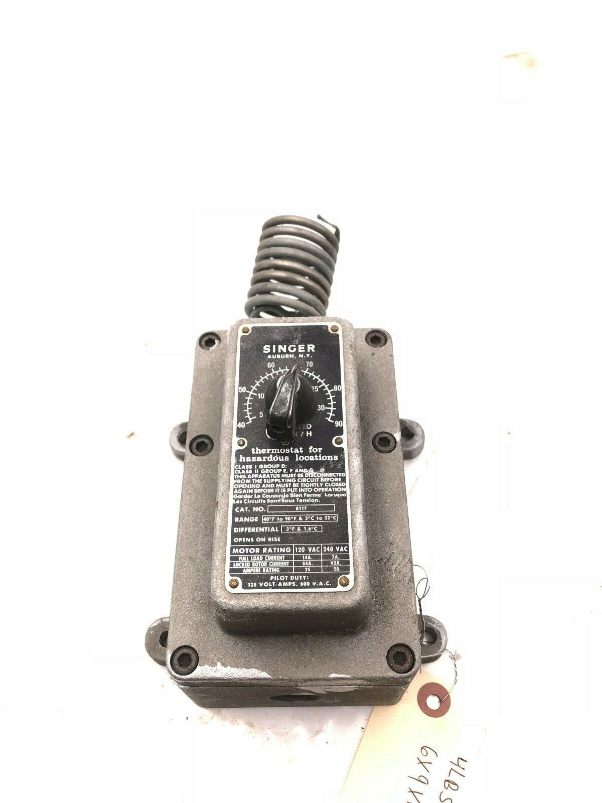 Singer 8117 Hazardous Location Thermostat 40-90°F | eBay