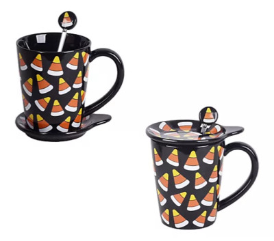 Temp-tations Halloween Candy Corn Coffee Mugs With Lid and Spoon | eBay