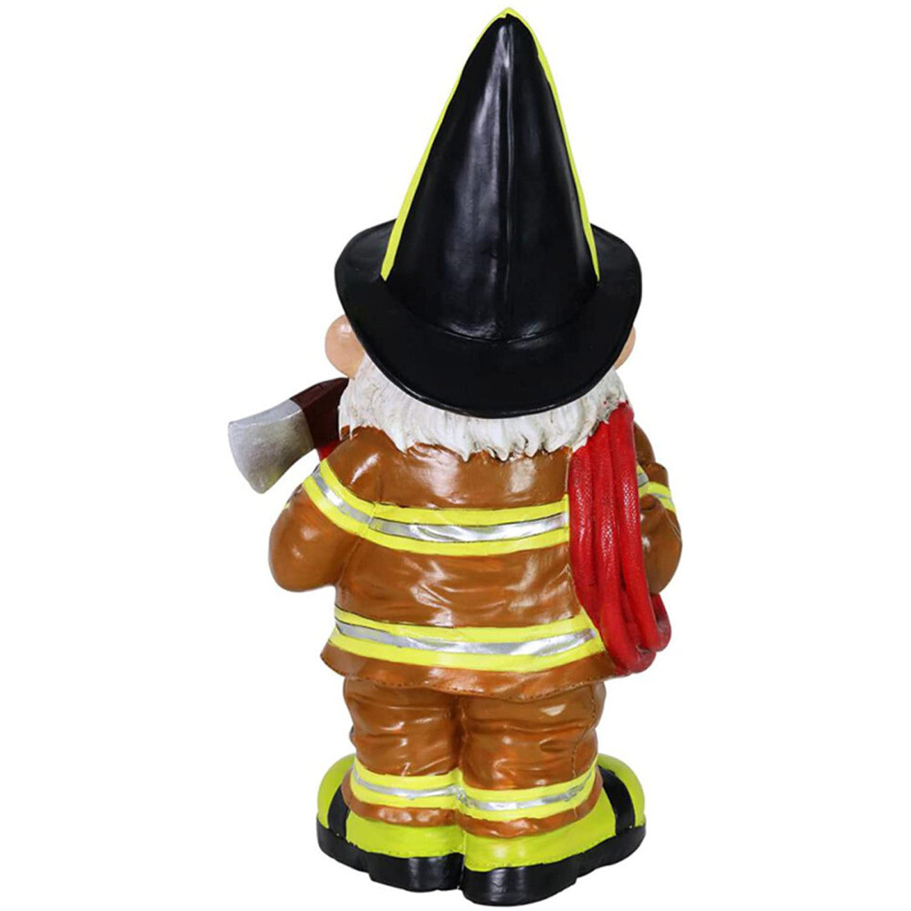 Fireman Gnome Statue Resin Gnome Garden Ornament Small Dwarf Sculpture ...