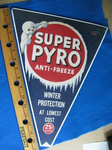 Vintage, original, SUPER PYRO ANTI-FREEZE Advertising Paper BANNER SIGN ...
