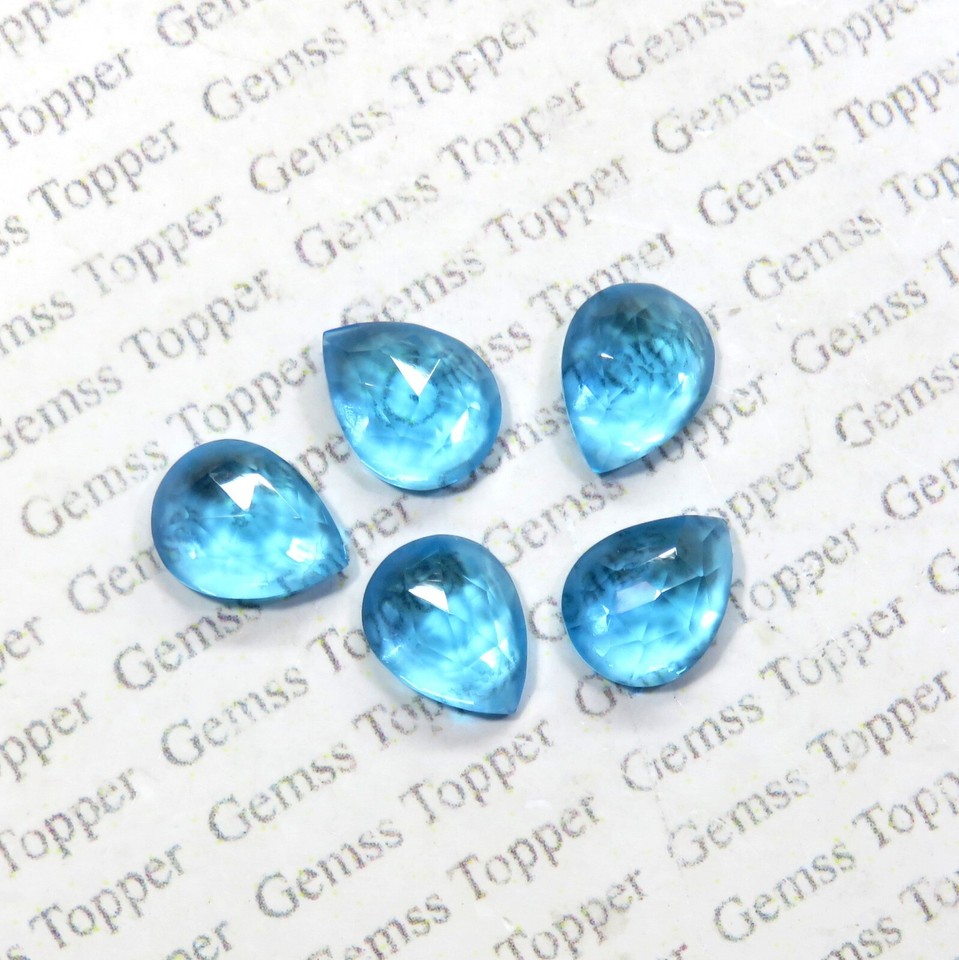 Birthday Gift Swiss Blue Topaz Pear Shape Rose Cut 7X9 mm For Making ...