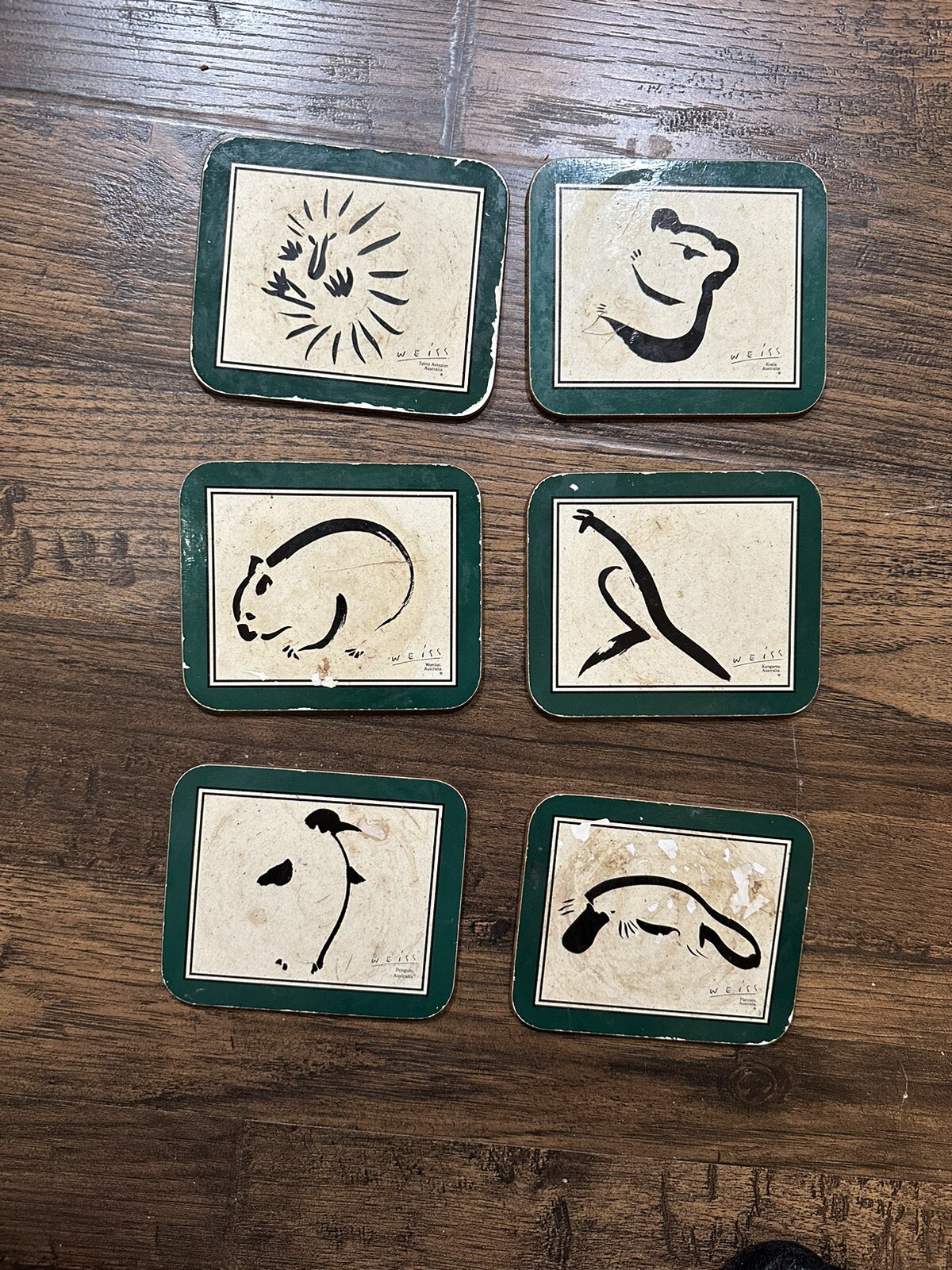 Jason Weiss Vintage Coaster Set Of 6 Cork Back Art Australia Wildlife ...