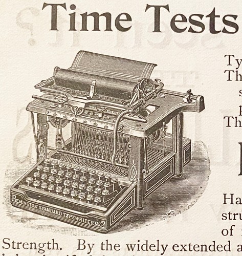 1893 REMINGTON Typewriter No.2 TIME TEST Antique Office Writing Machine ...