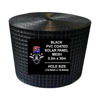 30m Roll Solar Panel Wire Mesh BLACK PVC Coated Galvanised Bird Pigeon ...