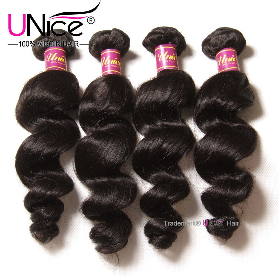 UNice Hair Peruvian Loose Wave 3 Bundles Human Hair Weave Virgin Hair ...
